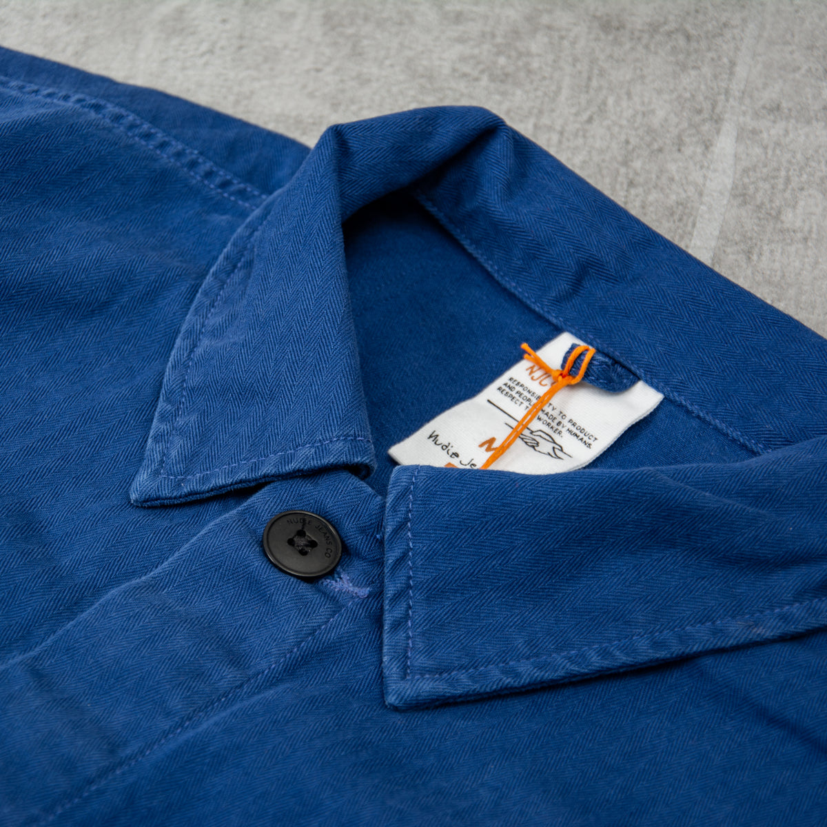 Buy the Nudie Buddy Herringbone Chore Jacket - Blue@Union Clothing ...