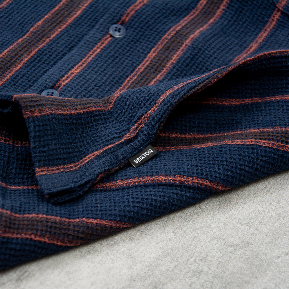 Brixton Bunker Waffle S/S Woven - Washed Navy Stripe@Union Clothing | Union Clothing