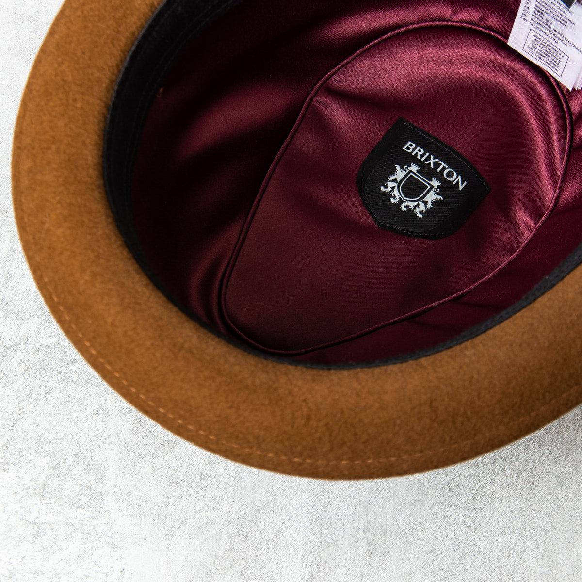 Buy the Brixton Gain Fedora - Coffee / Chestnut @Union Clothing | Union ...