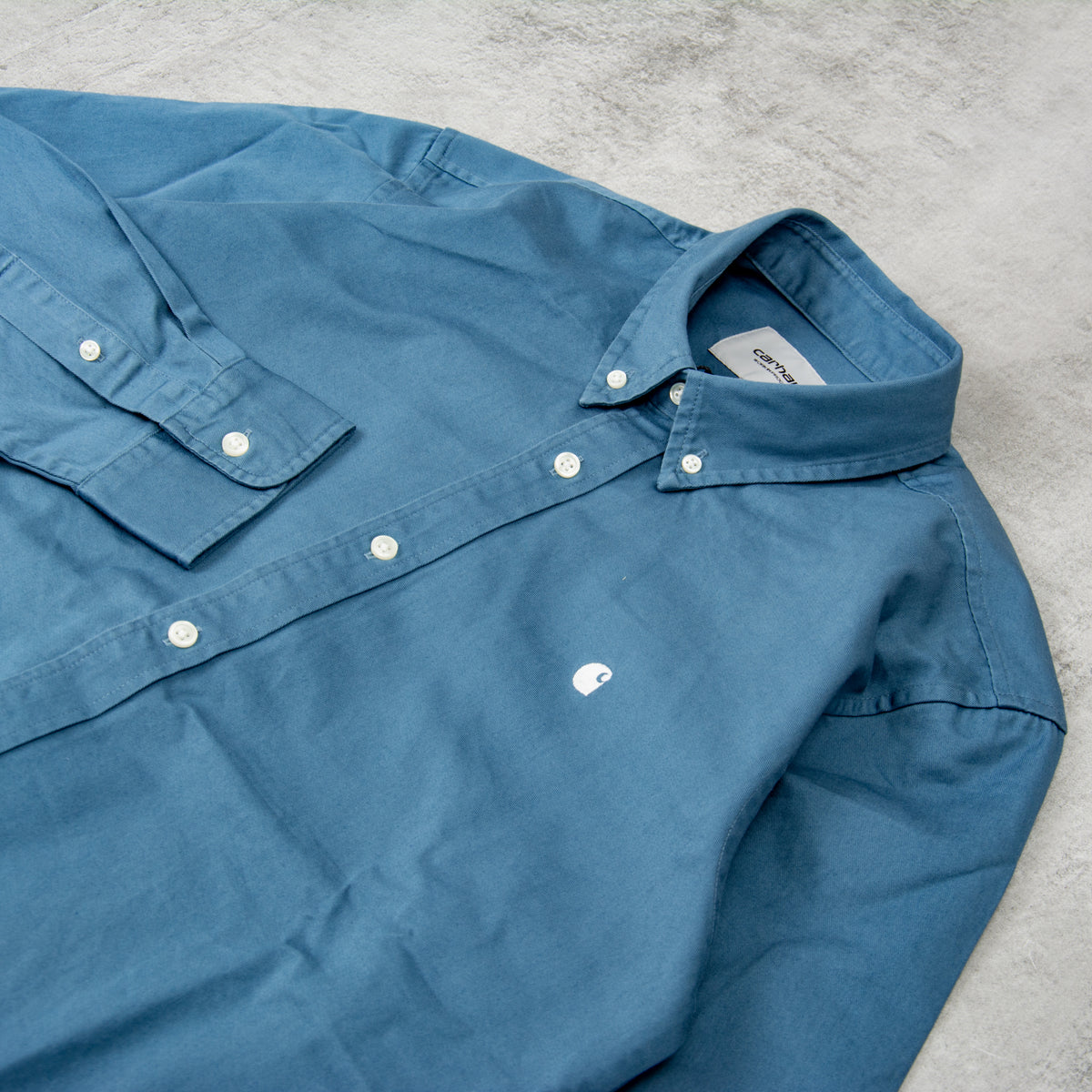 Buy the Carhartt Madison L/S Shirt - Icy Water / White @Union Clothing ...